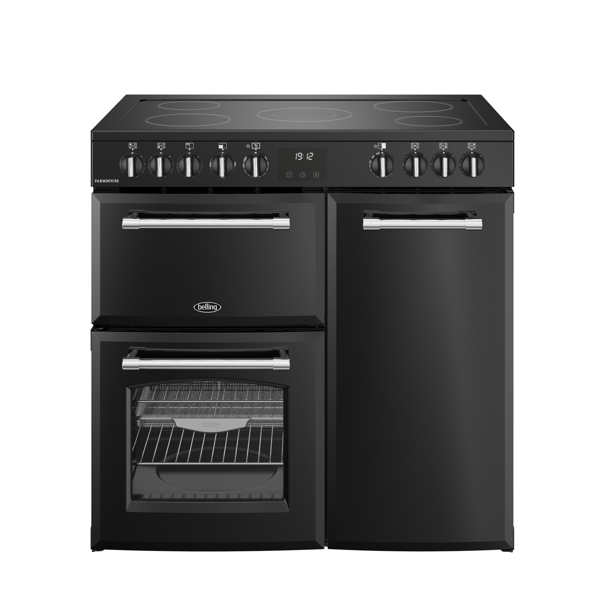 Belling RCA Farmhouse 90E 90cm Ceramic Range Cooker 444411817 Black ...